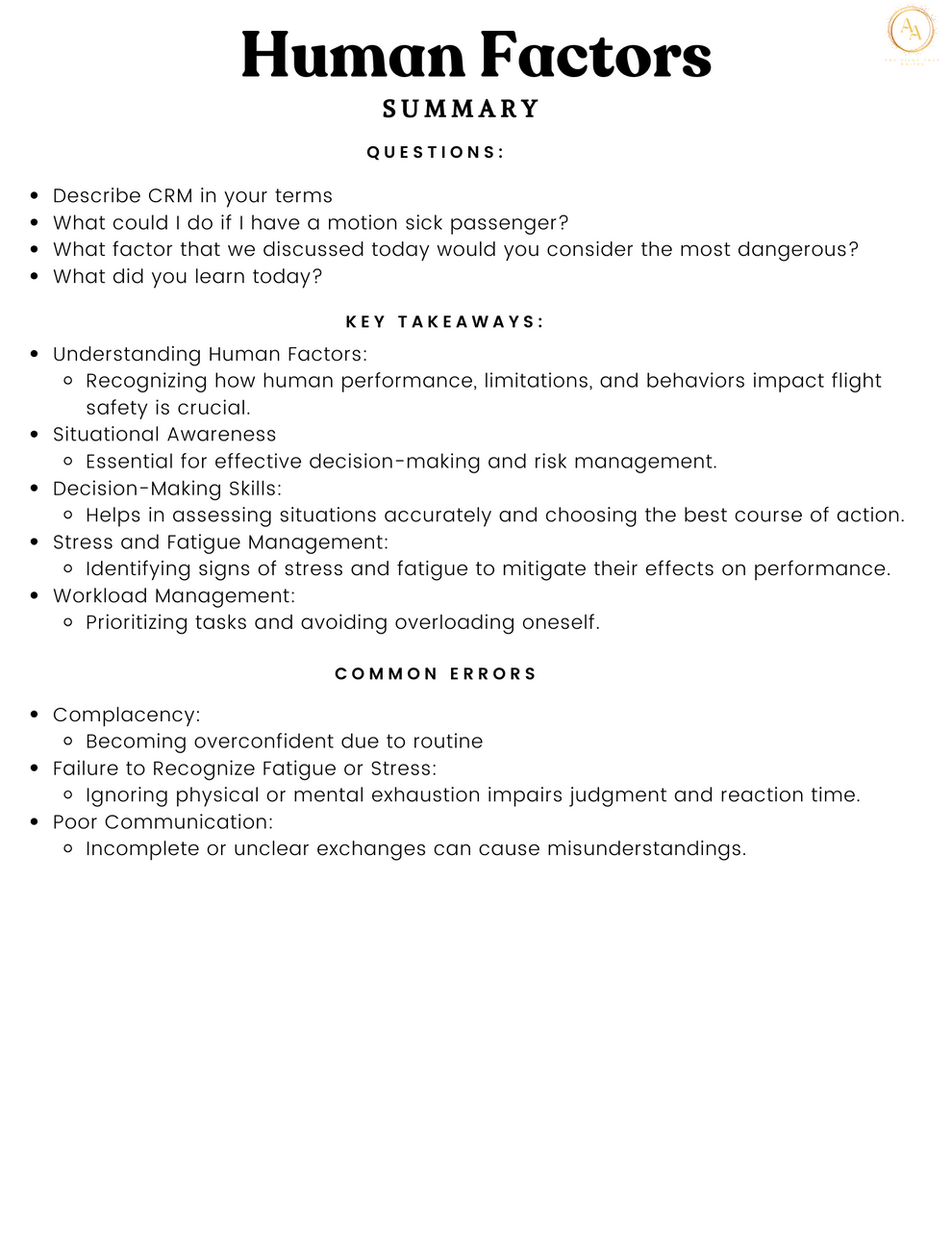 CFI Lesson Plans